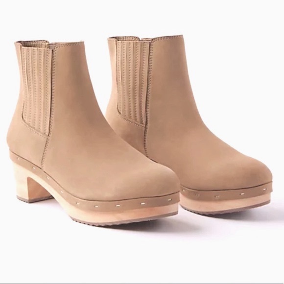 LOFT | Shoes | Loft Leather And Wood Ankle Clog Booties | Poshmark